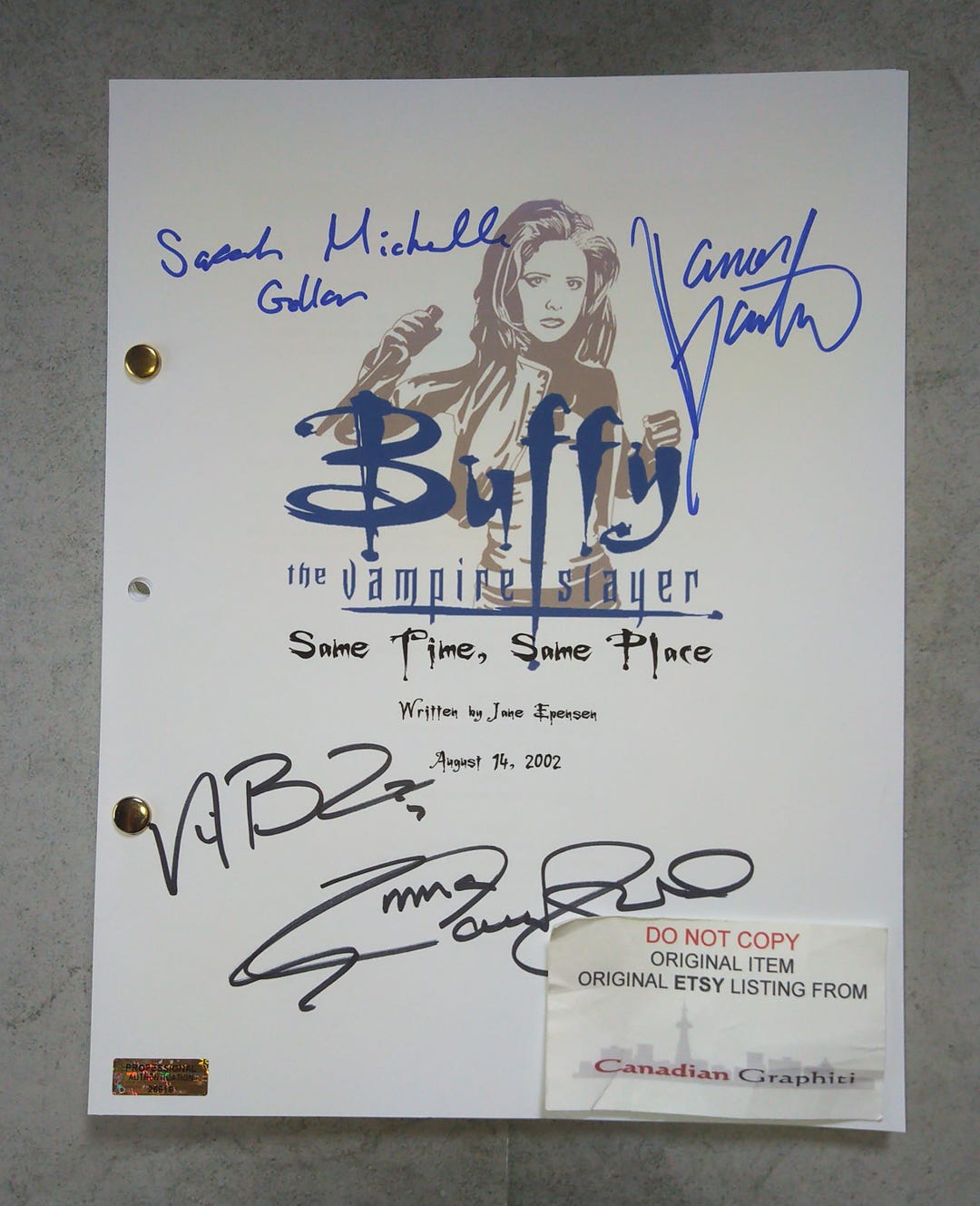 Buffy the Vampire Slayer 4x Cast Hand Signed Autograph Script COA Sarah ...