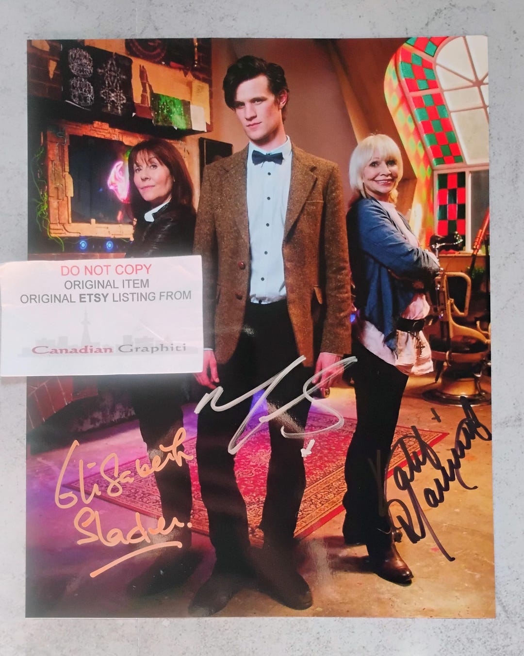Matt Smith, Elisabeth Sladen & Katy Manning Hand Signed Autograph 8x10 ...