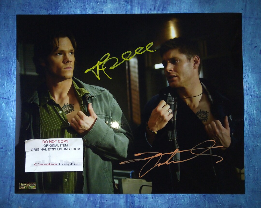 Jensen Ackles & Jared Padalecki Hand Signed Autograph 11x14 Photo COA ...