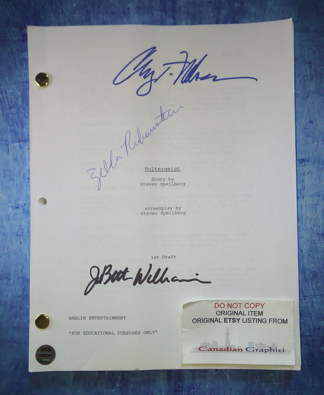 Jobeth Williams, Zelda Rubinstein & Craig T Nelson Hand Signed ...