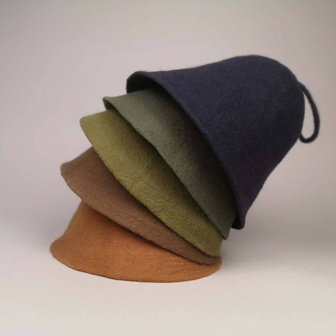 Woolen Sauna Cap- Earth Tones Hand Felted Comfortable Sauna Hat, Fall ...