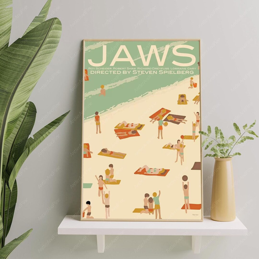 Jaws Poster, Modern Vintage Movie Poster, Minimalist Wall Art ...