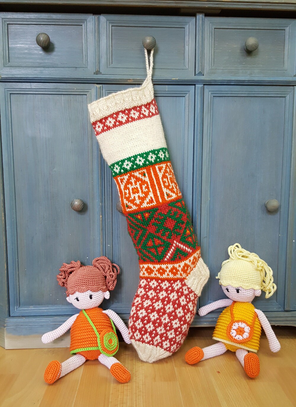 Customized Knitted Christmas Stockings White Green Orange Red - Etsy