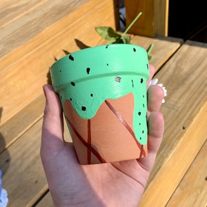 Ice Cream Flower Pot 3.5 Inch Mint Chocolate Chip Terra - Etsy