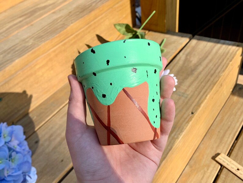 Ice Cream Flower Pot 3.5 Inch Mint Chocolate Chip Terra - Etsy