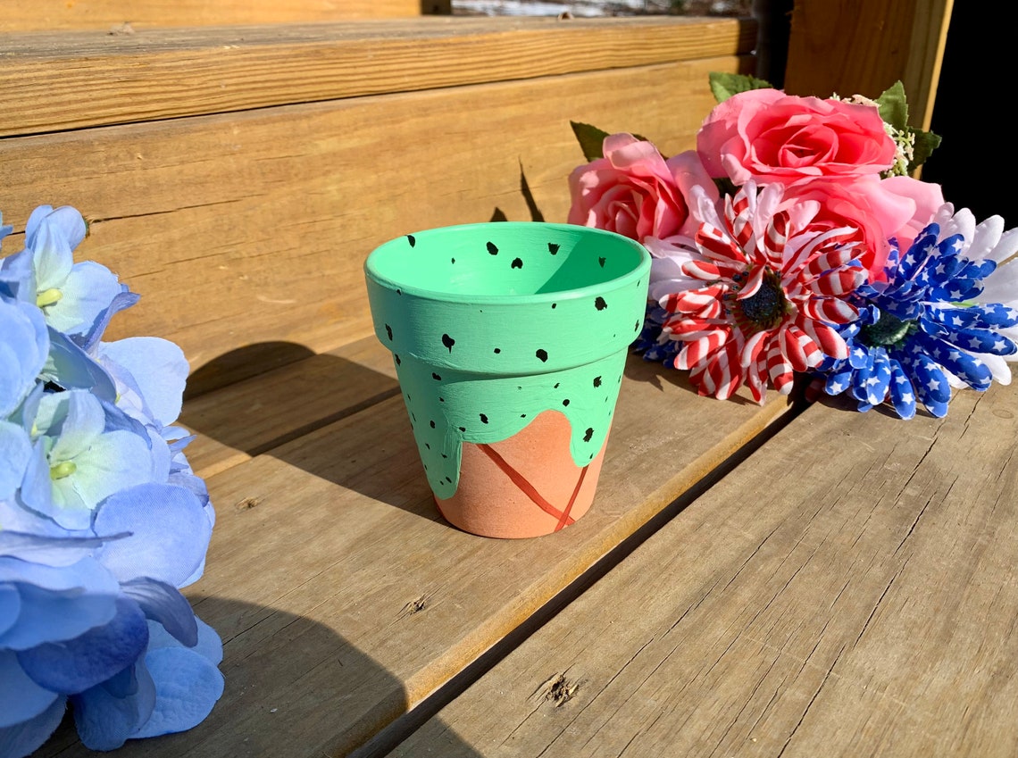Ice Cream Flower Pot 3.5 Inch Mint Chocolate Chip Terra - Etsy