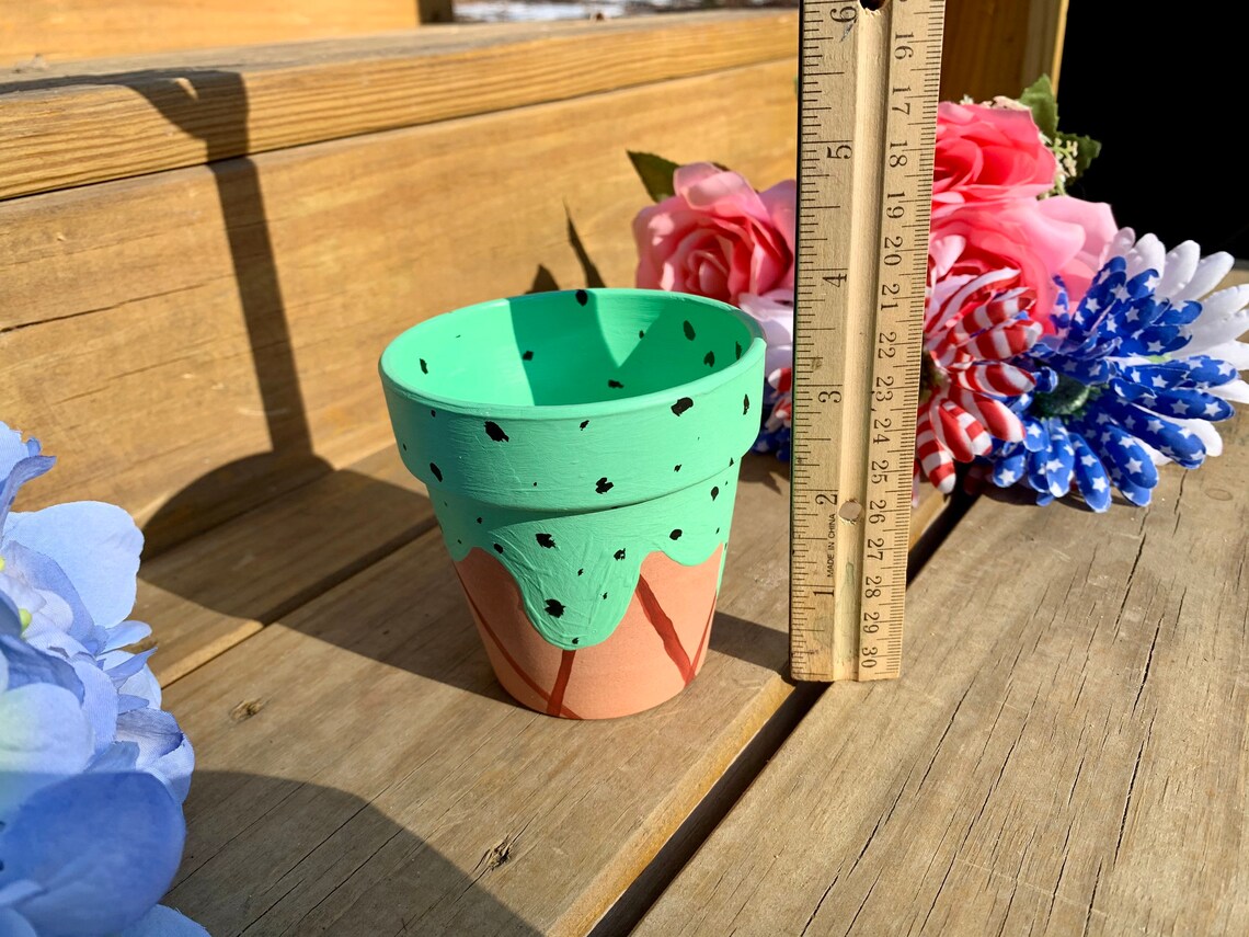 Ice Cream Flower Pot 3.5 Inch Mint Chocolate Chip Terra - Etsy