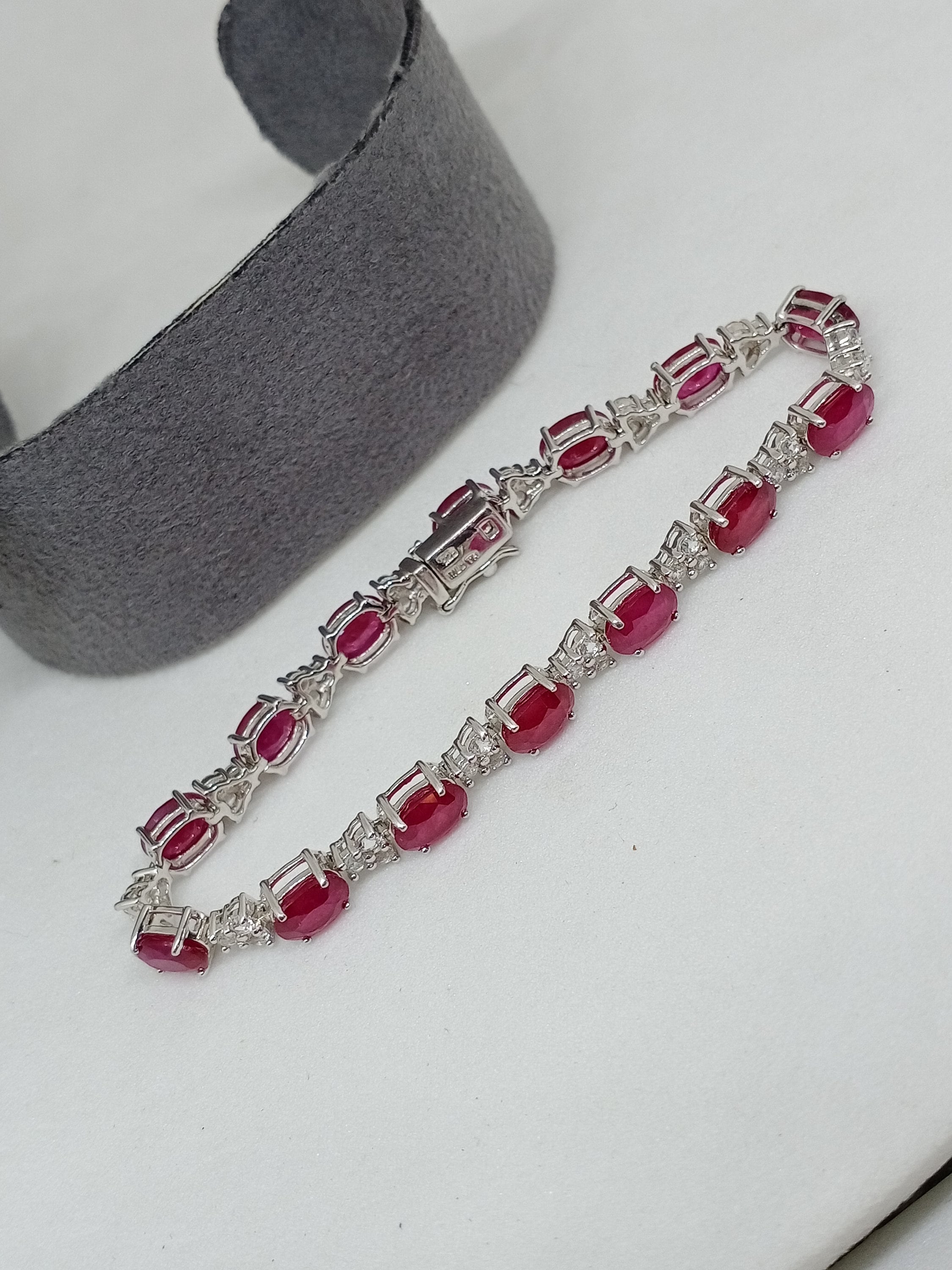 Ruby Bracelet in .925 Sterling Silver With Natural White | Etsy