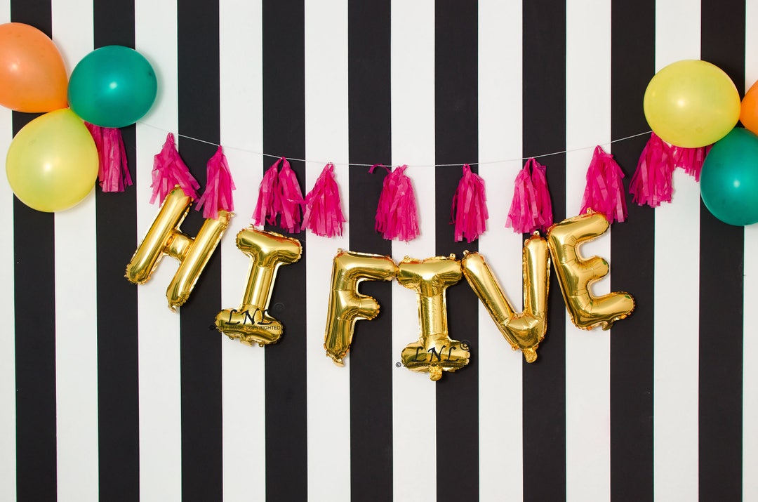 Gold Letter Balloons Hi Five 16 Letter Balloons - Etsy