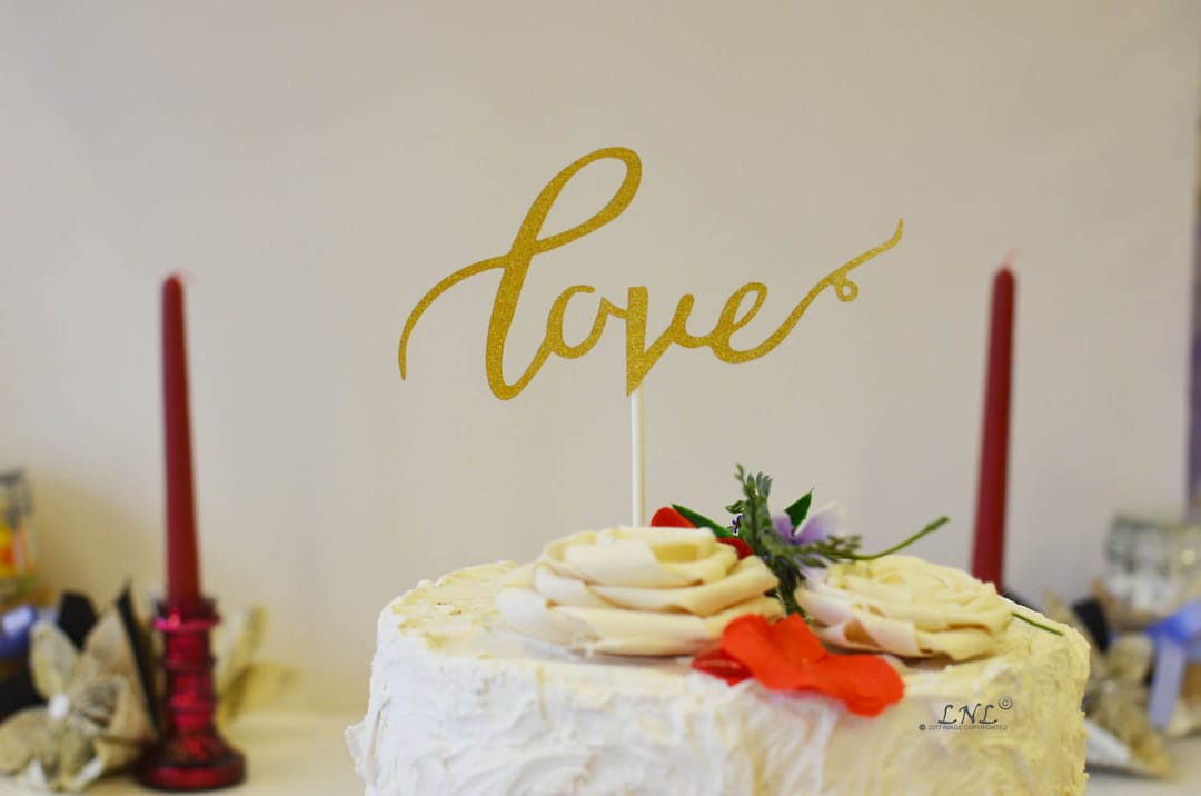 Love Cake Topper Glitter Cake Topper Wedding Cake Topper - Etsy