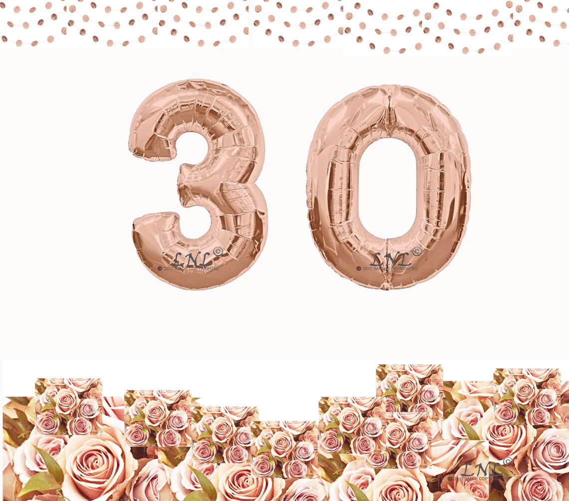 Rose Gold Number Balloons Age Number Party Custom Happy 30 - Etsy