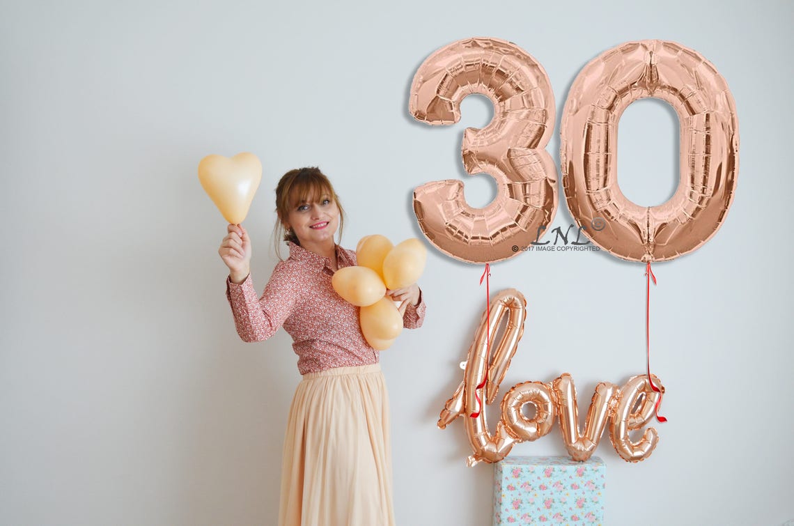 Rose Gold Number Balloons Age Number Party Custom Happy 30 - Etsy