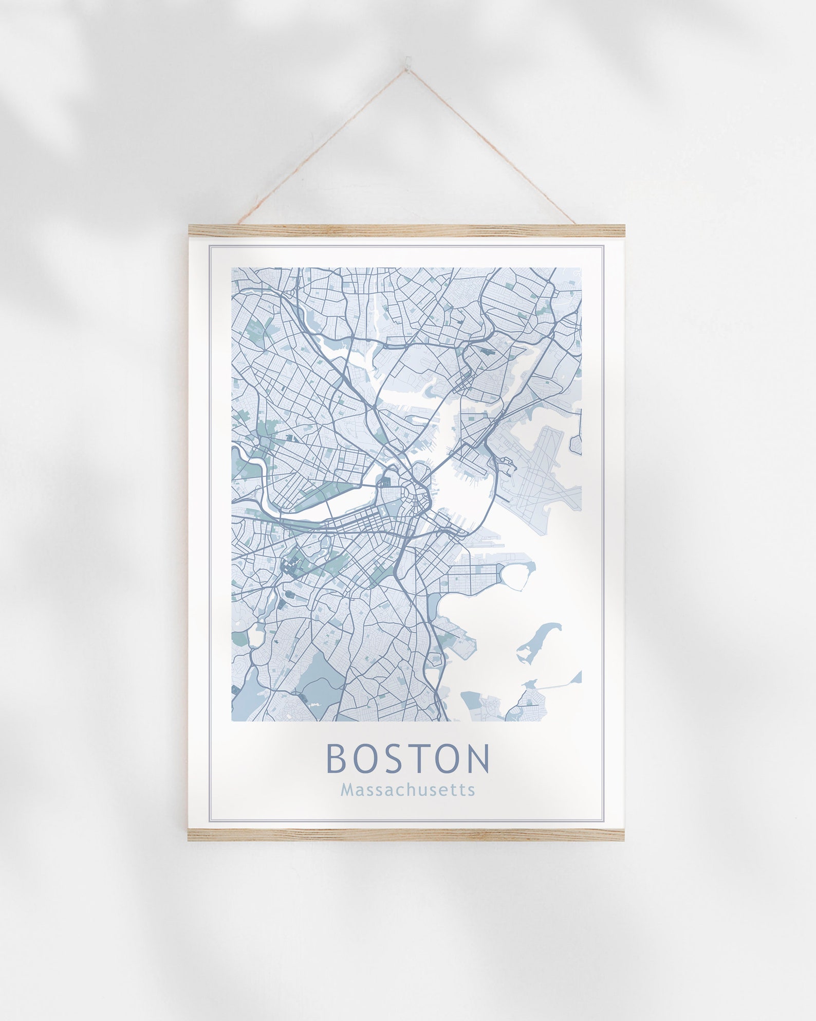 Boston Map Printable Blue Wall Art, Downloadable Prints, Map Art Print ...