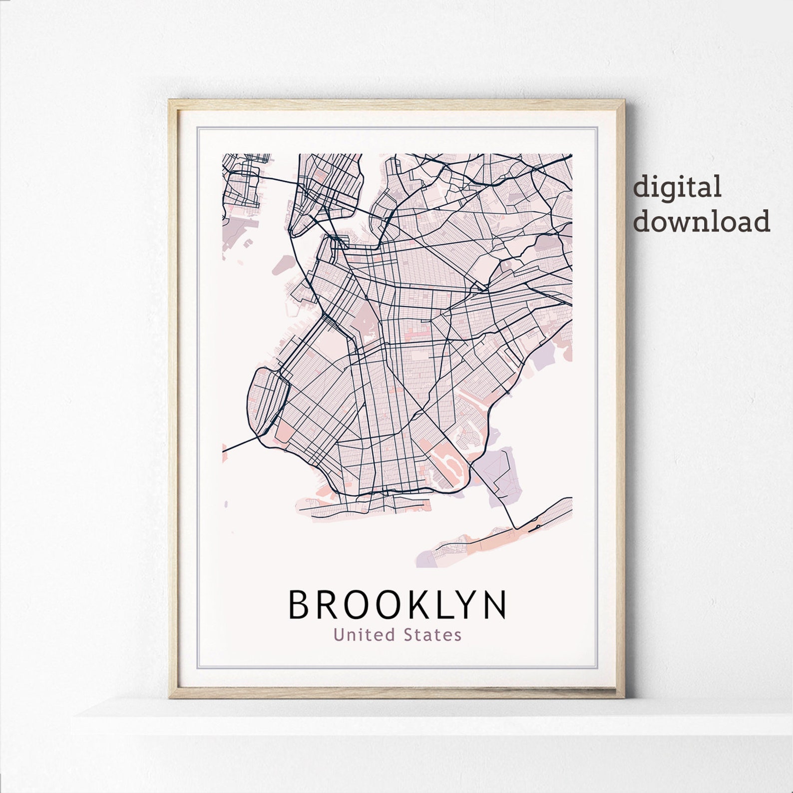 Brooklyn Bridge Brooklyn Map Print New York Wall Art Set of | Etsy