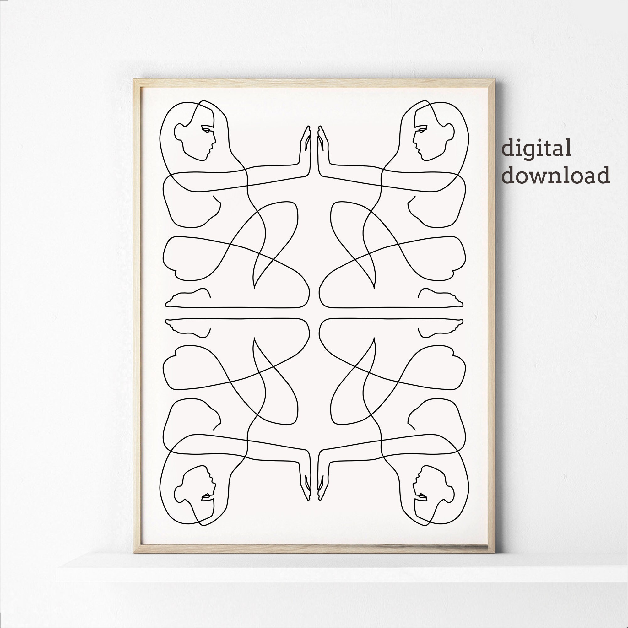 Abstract Face Line Drawing Art Print Set Abstract Woman Etsy