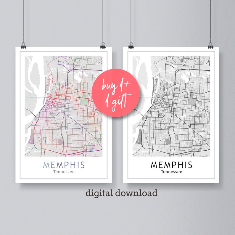 Memphis Map Prints Wall Art Cubicle Decor Colorful Map Art - Etsy