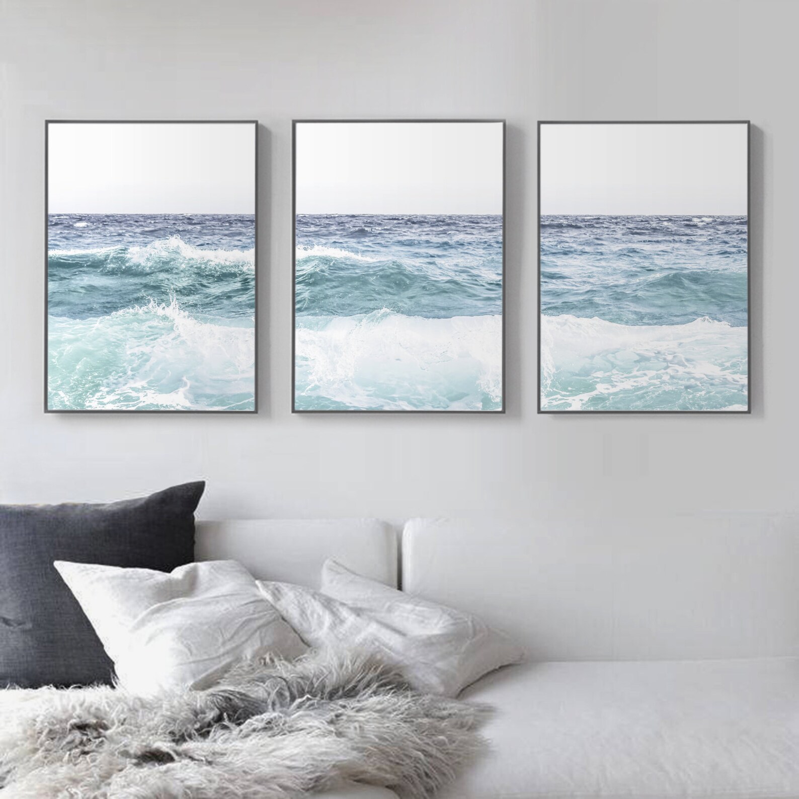 Triptych Ocean Prints Ocean Waves Art Printable Wall Art - Etsy