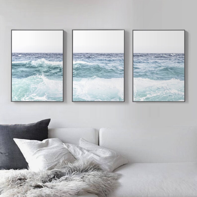 Triptych Ocean Prints Ocean Waves Art Printable Wall Art - Etsy
