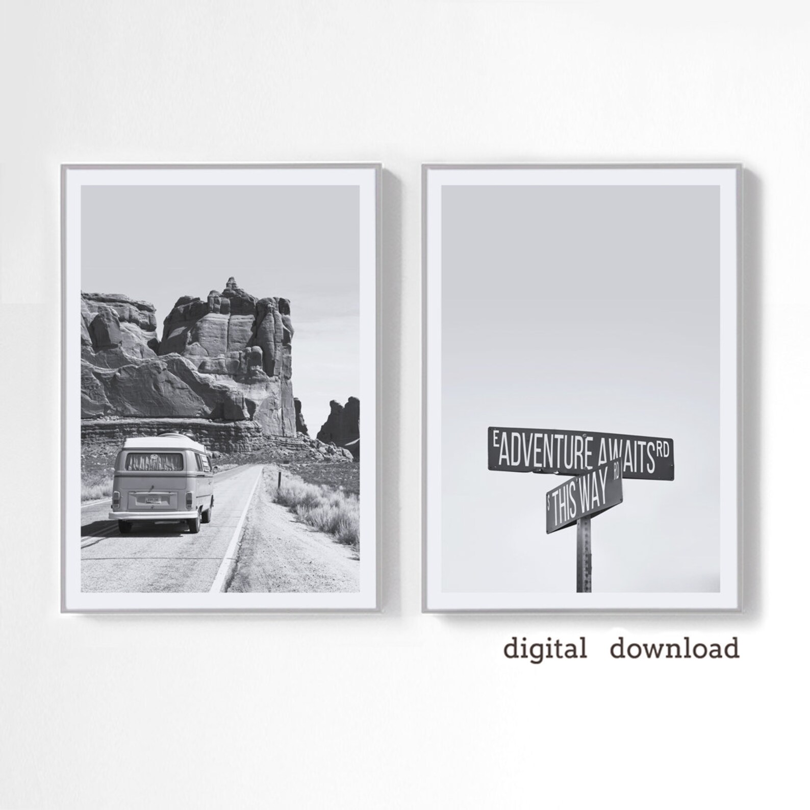 VW Bus Decor Adventure Poster Set Boho Art Printsset of 2 - Etsy