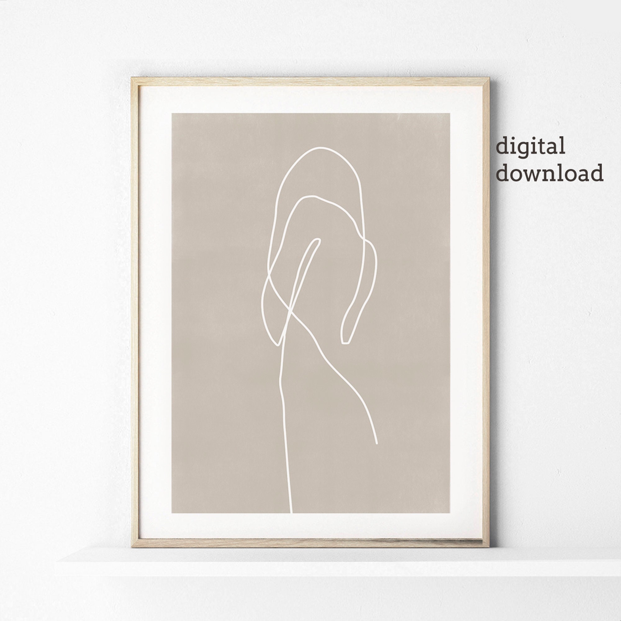 Abstract Female Body Printable Beige Wall Decor Bedroom Art | Etsy