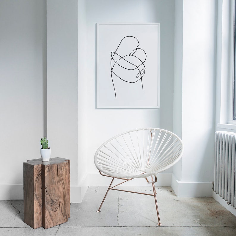 One Line Art Abstract Sketch Couple Hug Line Drawing | Etsy