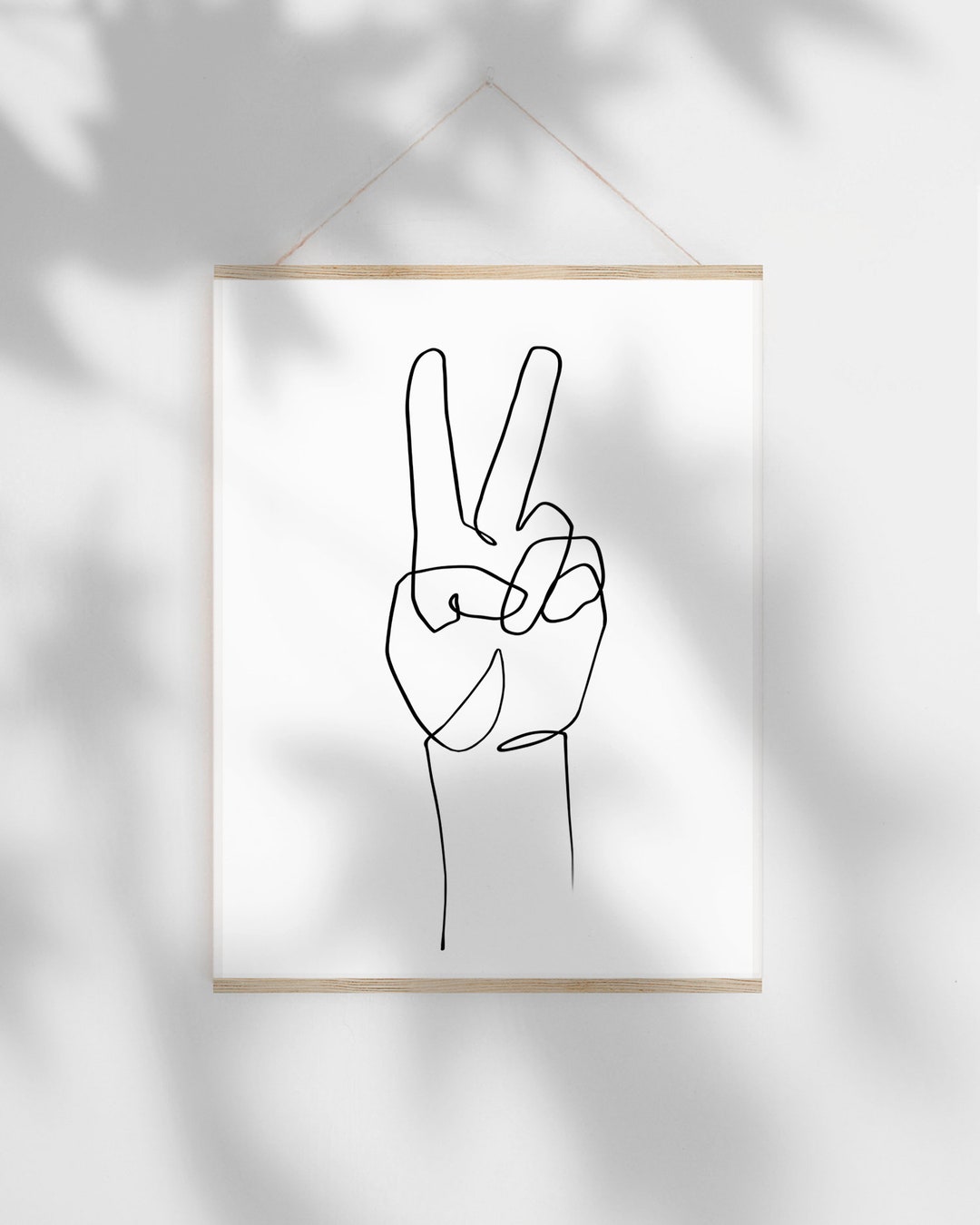 Peace Sign Print Hand Illustration Art One Line Drawing - Etsy