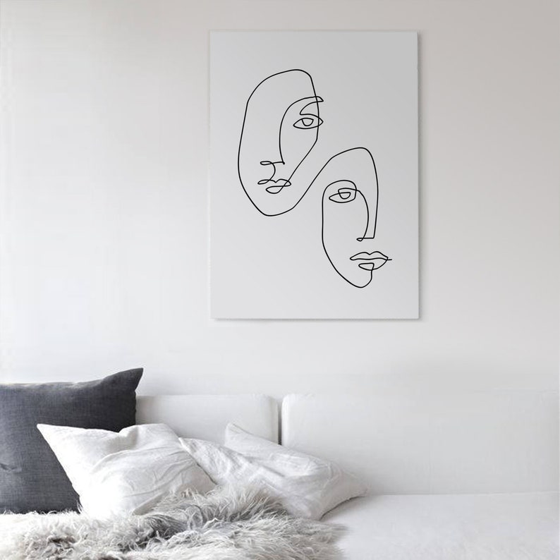 Continuous Line Art Print One Line Drawing Faces - Etsy Continuous Line Art Print One Line Drawing Faces - Etsy
