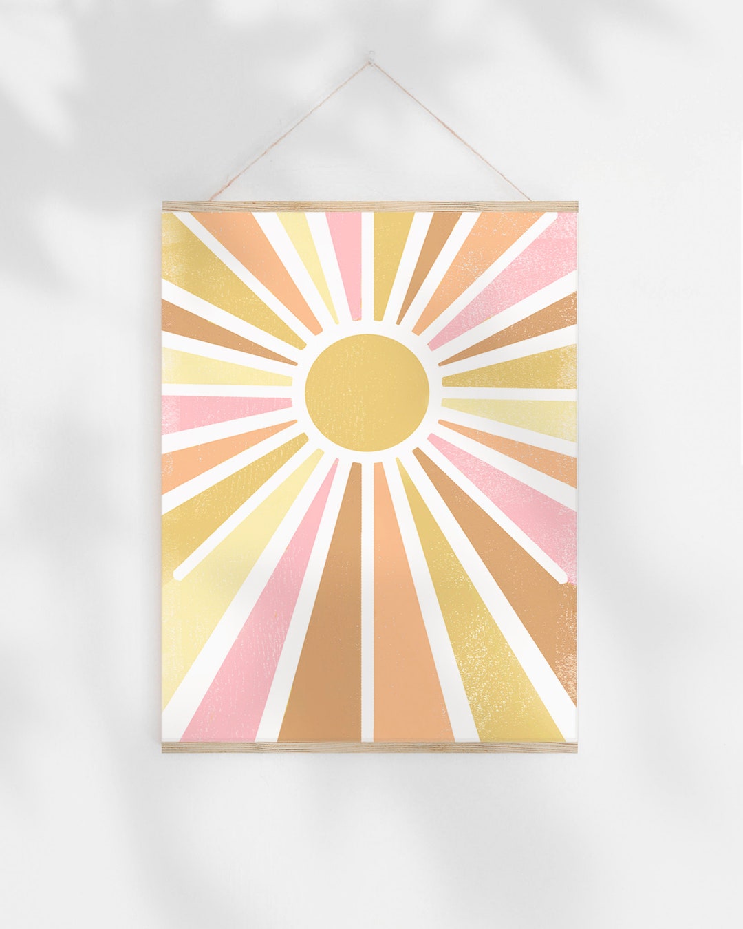 Rainbow Sun Wall Art, Sun Rays Art Print Boho Decor, Mid Century Modern ...