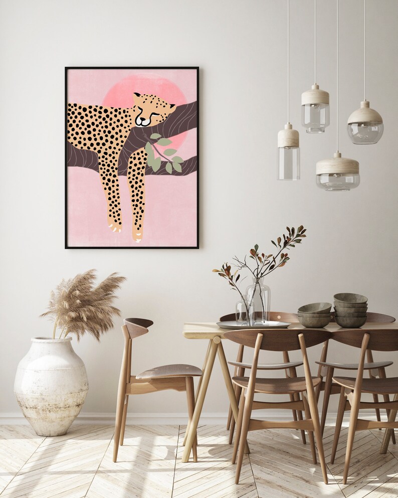 Cheetah Wall Art Print Boho Poster Printable Sleeping Cheetah - Etsy