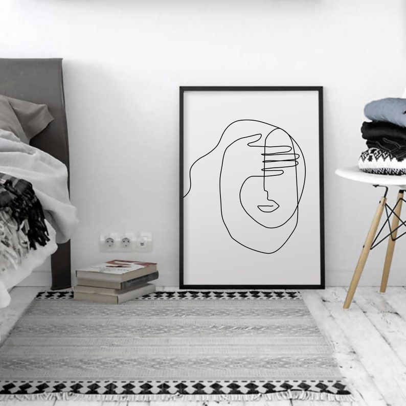 Abstract Face One Line Art Print Minimalist Illustration - Etsy