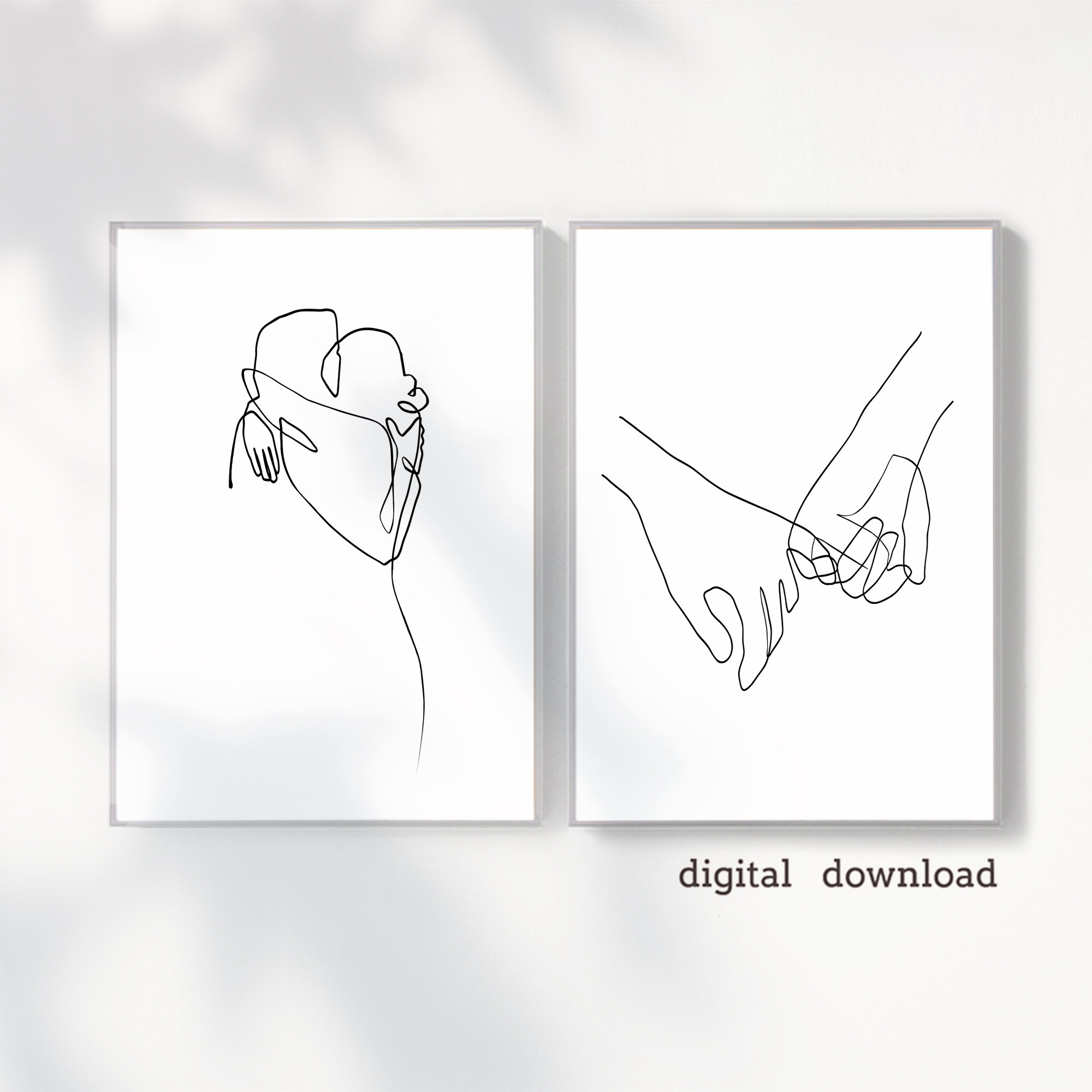 Minimalist Love Art Print Set Abstract Love Couple Printable | Etsy