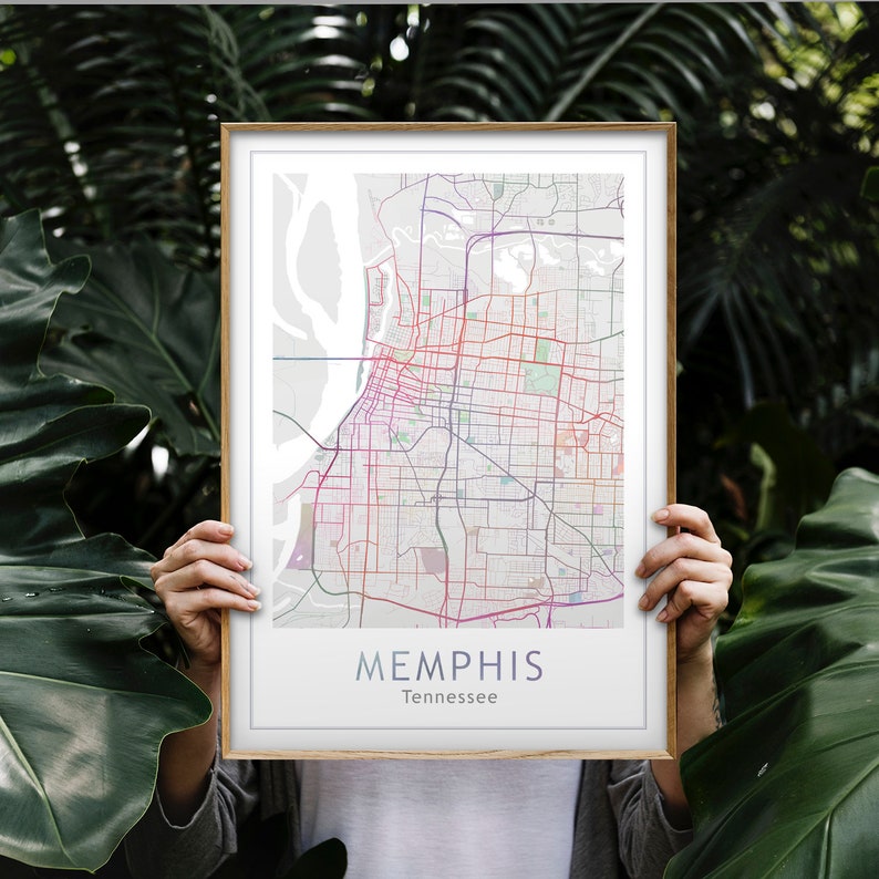 Memphis Map Prints Wall Art Cubicle Decor Colorful Map Art - Etsy