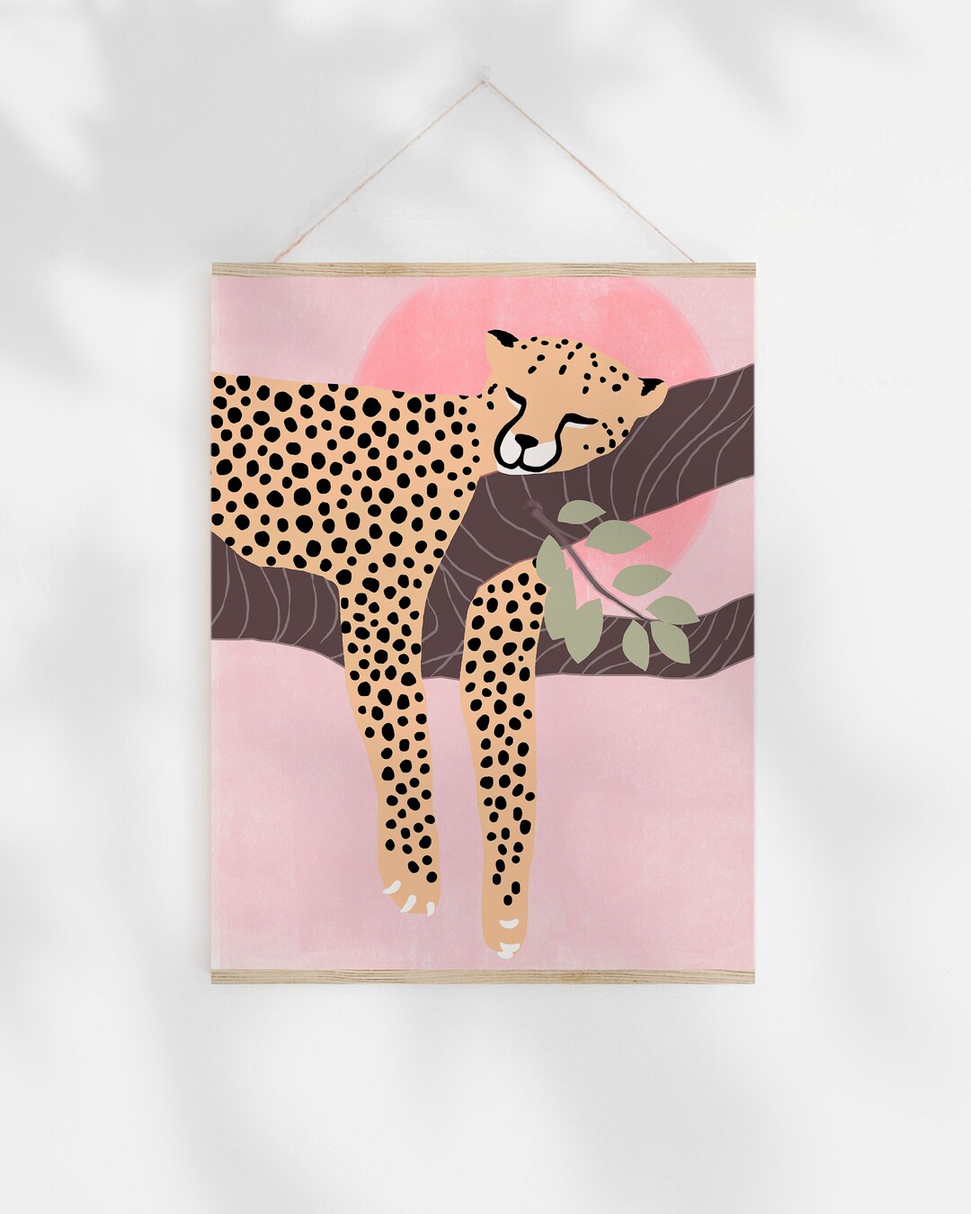 Cheetah Wall Art Print Boho Poster Printable, Sleeping Cheetah Jungle ...