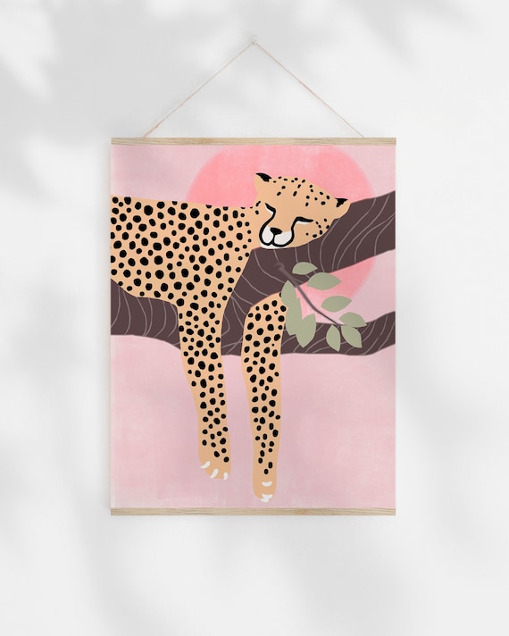 Cheetah Wall Art Print Boho Poster Printable Sleeping Cheetah - Etsy