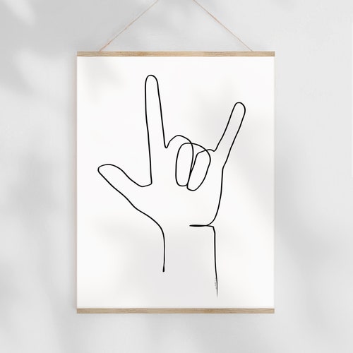 Peace Sign Print Hand Illustration Art One Line Drawing - Etsy
