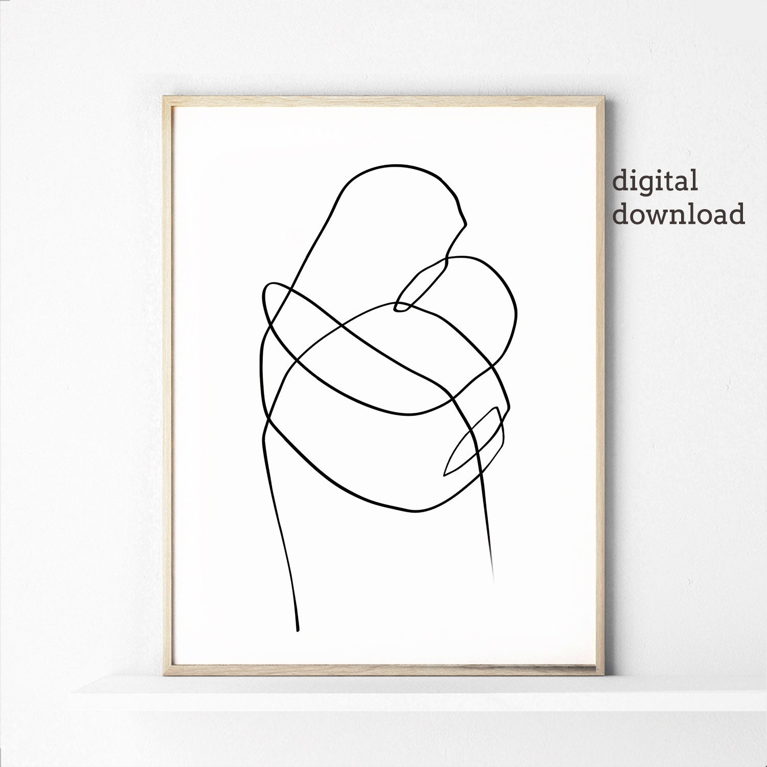 One Line Art Abstract Sketch Couple Hug Line Drawing | Etsy