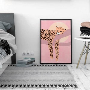 Cheetah Lllustration Wall Art Print, Printable Art Sleeping Cheetah ...