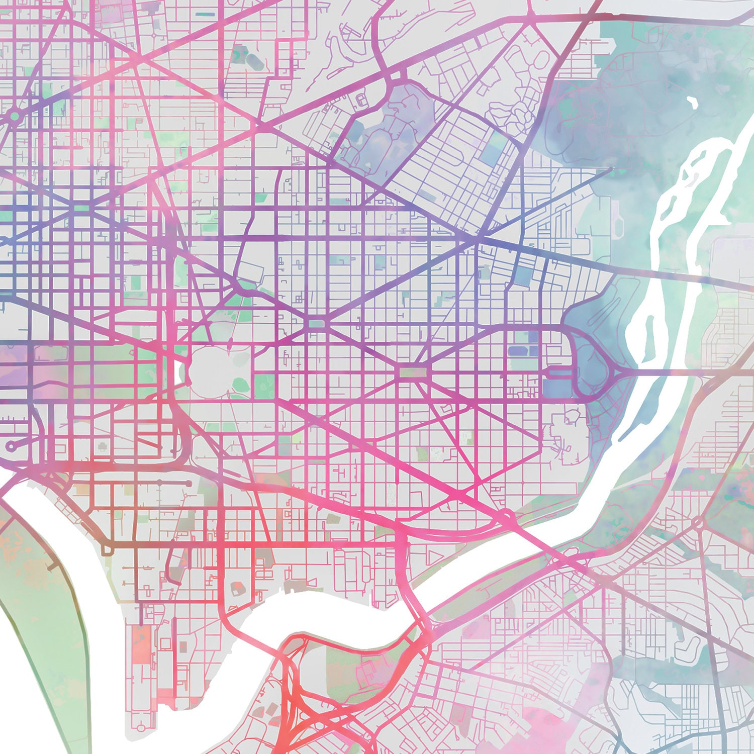 Washington DC Map Prints Wall Art Colorful Wall Art Printable - Etsy