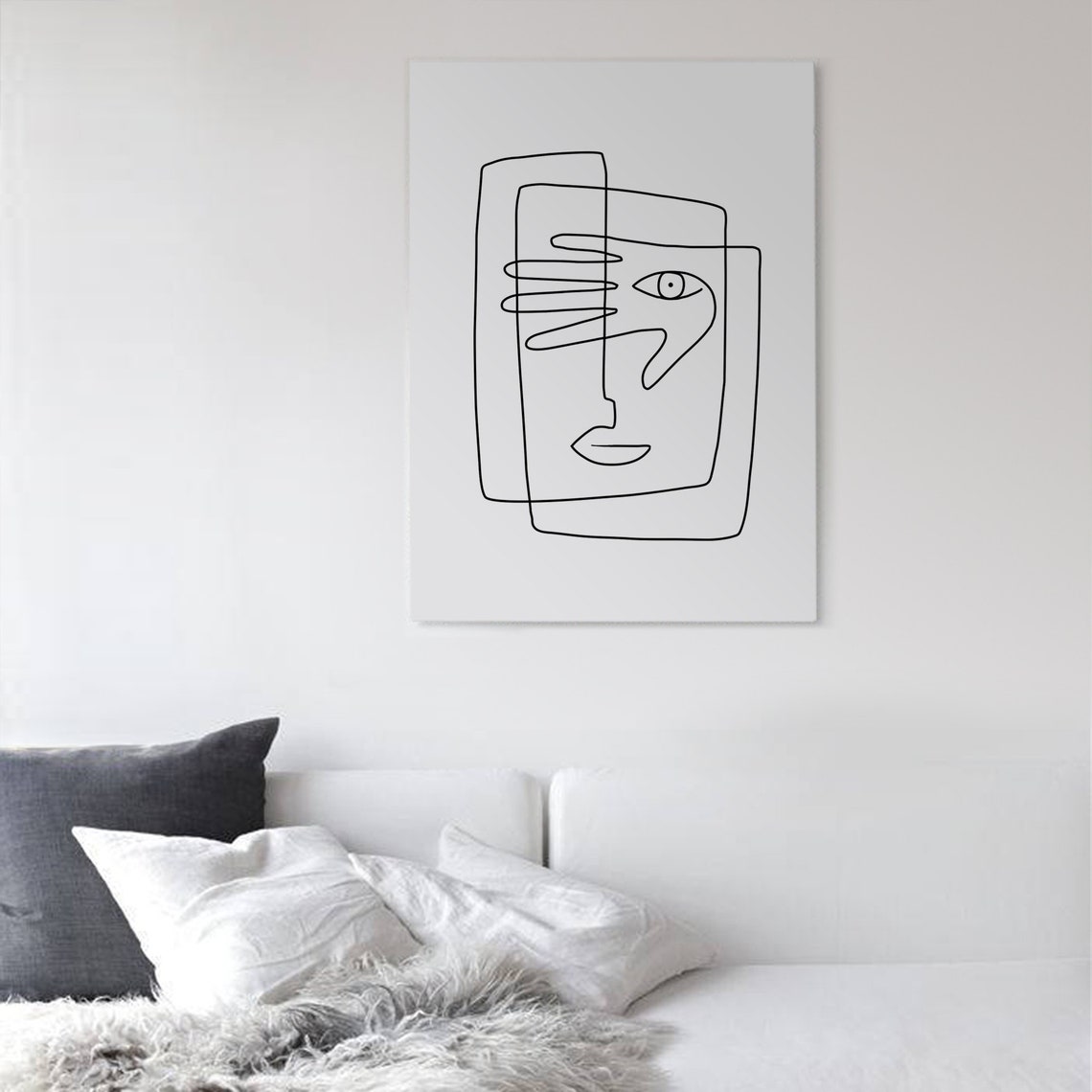 Abstract Line Art Printable Sketch Face Illustration Art - Etsy