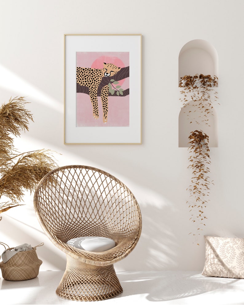 Cheetah Wall Art Print Boho Poster Printable Sleeping Cheetah - Etsy