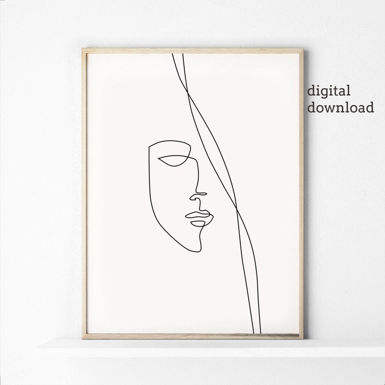 Abstract Face One Line Art Minimalist Illustration Female Face | Etsy