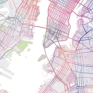 New York City Map Print Wall Decor, Modern Home Art Printable Map ...
