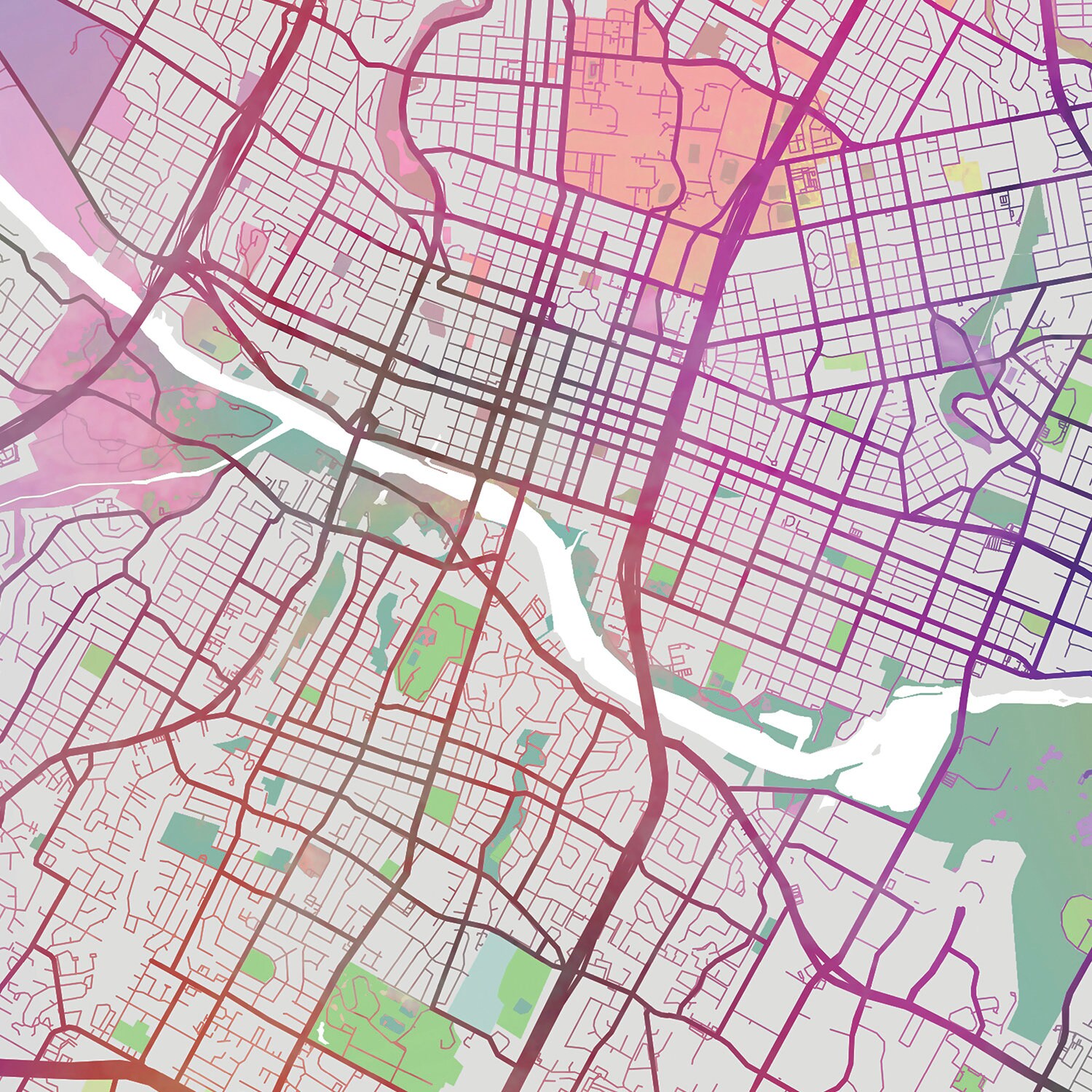 Austin Texas Map Decor Austin Map Art Printable Map Colorful | Etsy