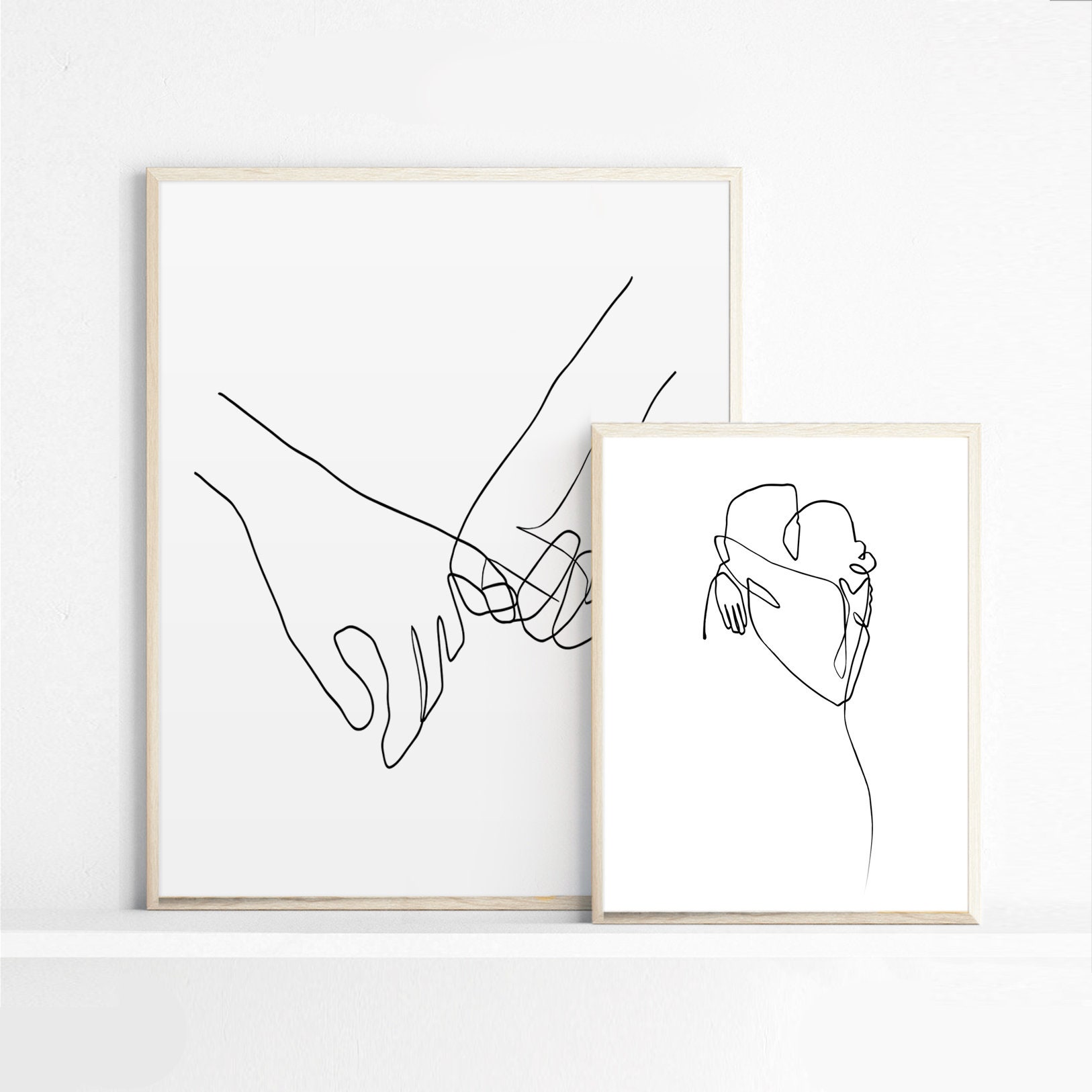 Minimalist Love Art Print Set Abstract Love Couple Printable Etsy