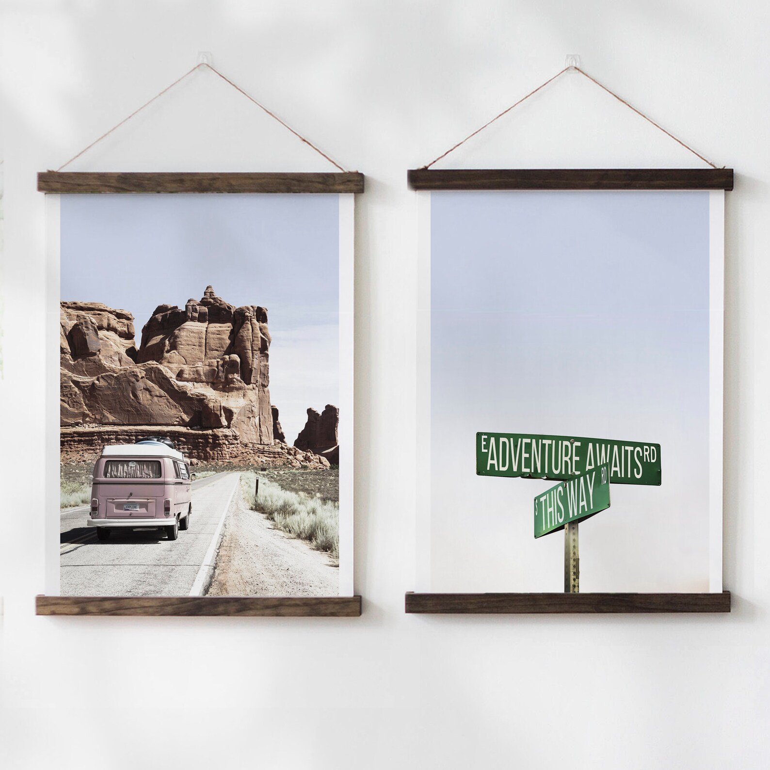 VW Bus Decor Set of 2 Prints Adventure Awaits 2 Piece Wall Art - Etsy