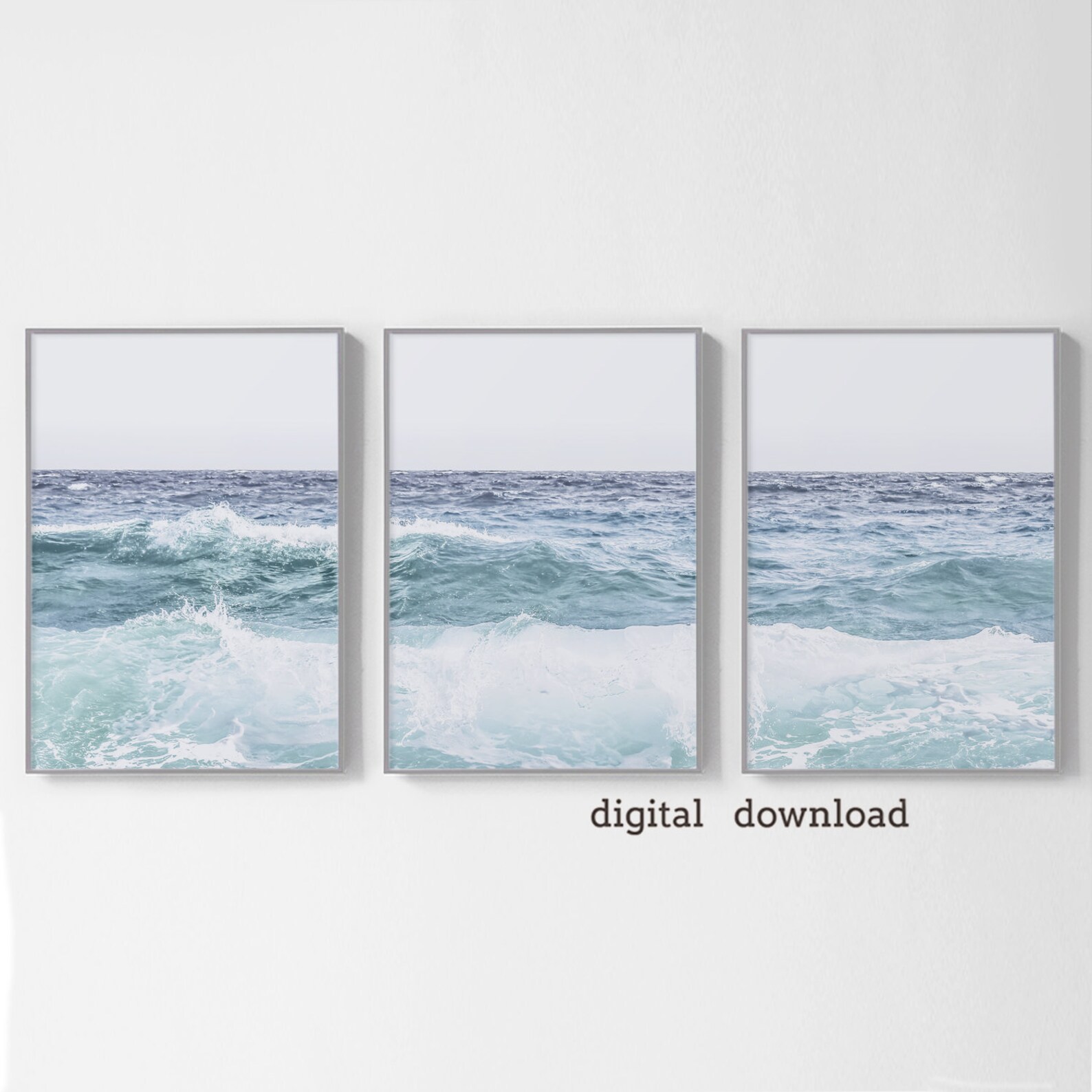 Triptych Ocean Prints Ocean Waves Art Printable Wall Art | Etsy