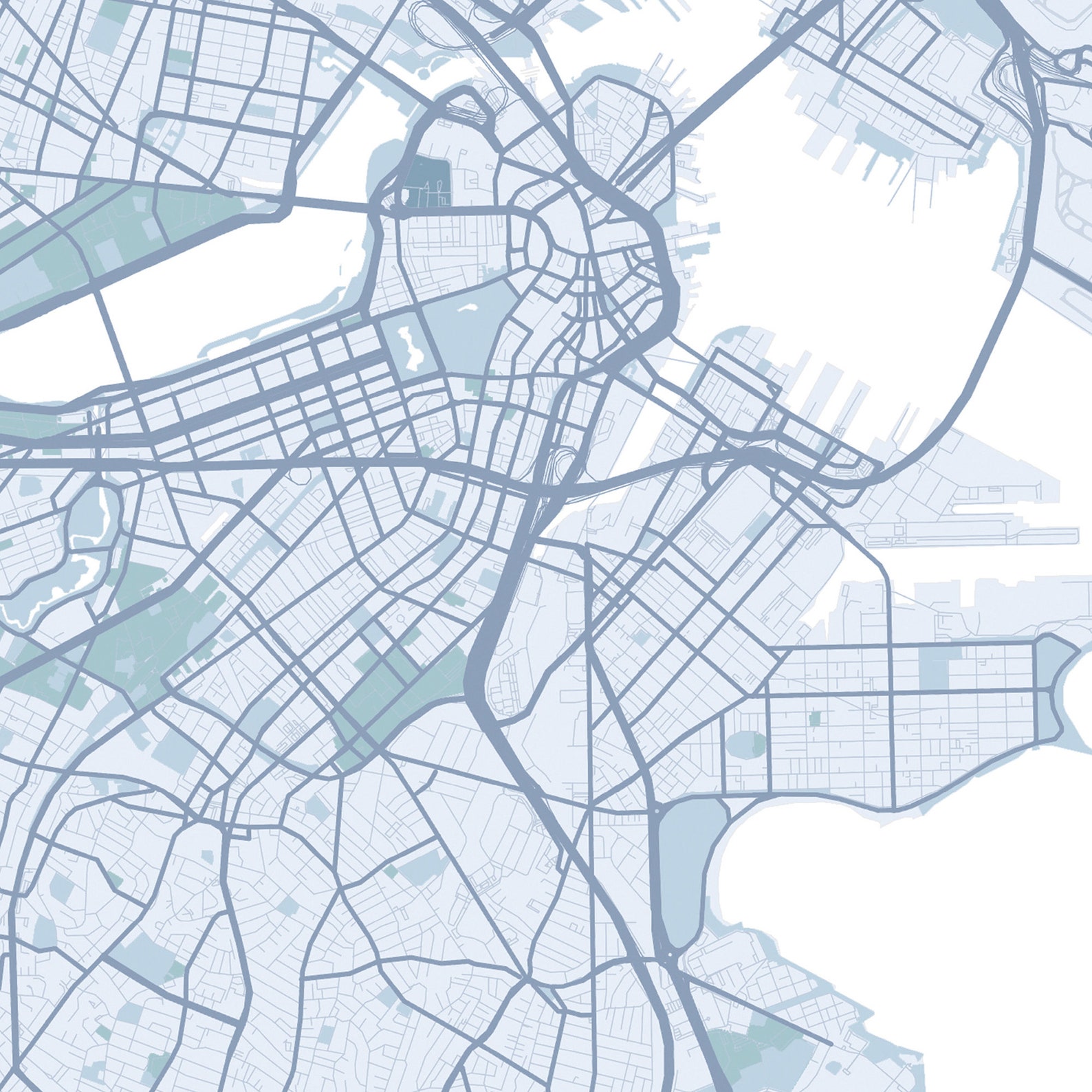 Boston Map Printable Blue Wall Art Downloadable Prints Map | Etsy