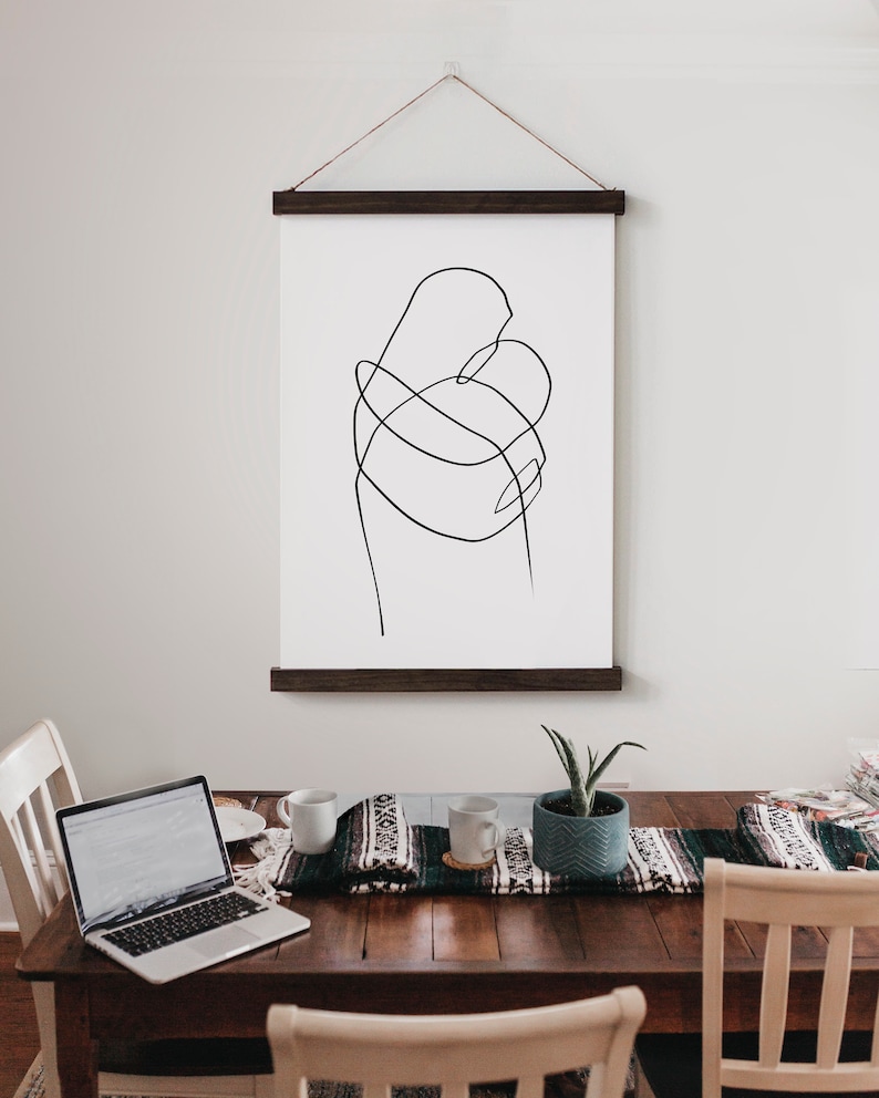 One Line Art Abstract Sketch Couple Hug Line Drawing - Etsy