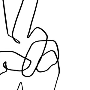 Peace Sign Print Hand Illustration Art, One Line Drawing Printable ...
