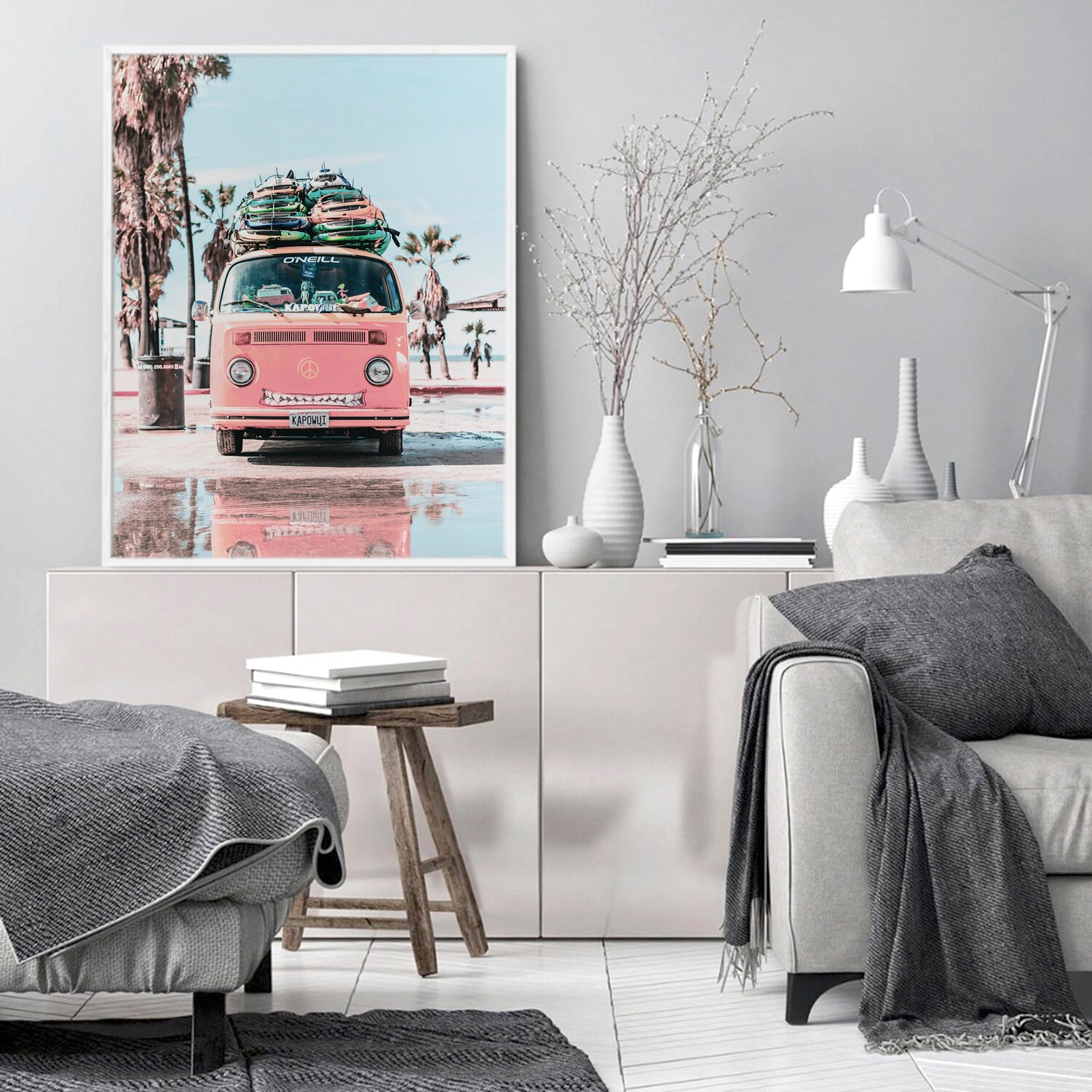 VW Bus Decor Beach Print Boho Poster Printable Surf Wall Art | Etsy